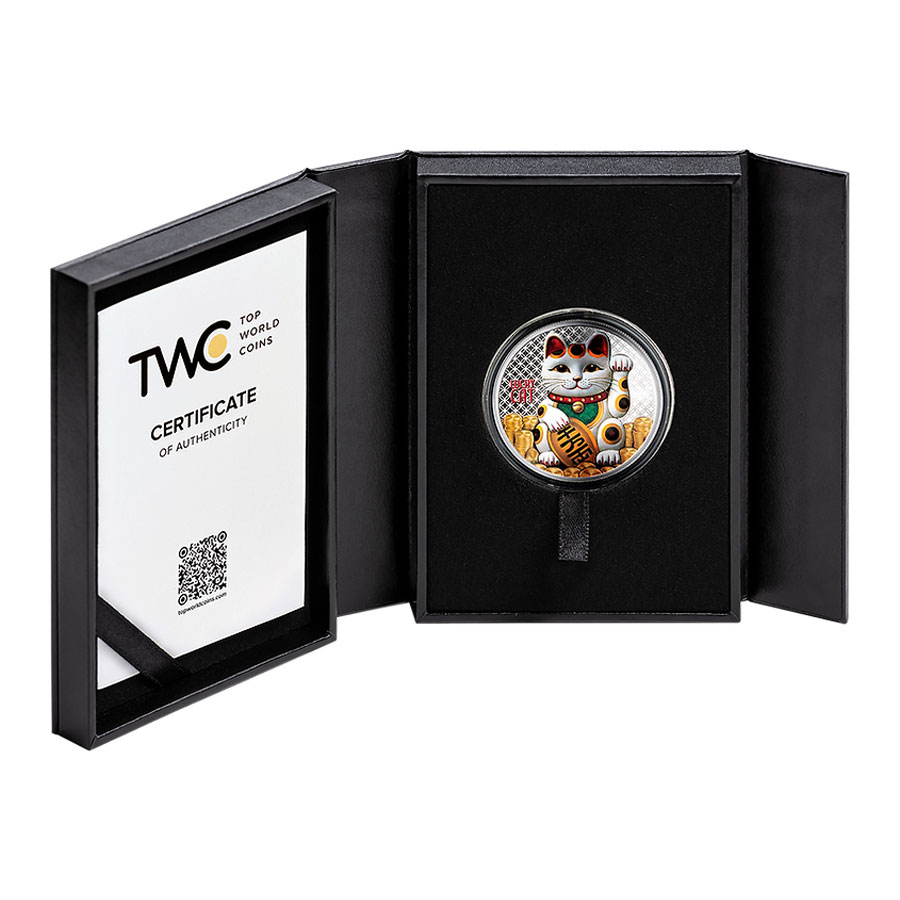 2026 Samoa Lucky Coin - Maneki-neko Coloured Proof Silver Coin | KITCOGIFT